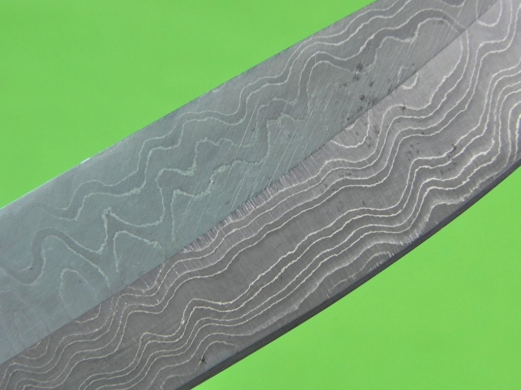 US Custom Hand Made LARRY WITHROW Damascus Stag Fighting Hunting Knife ...