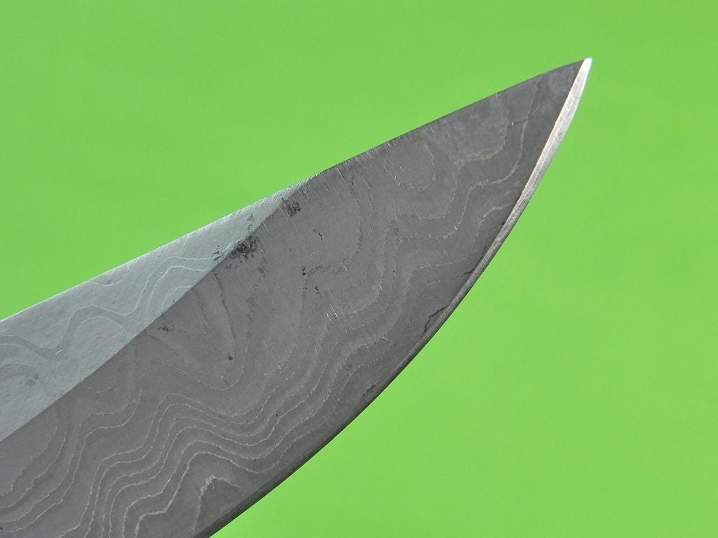 US Custom Hand Made LARRY WITHROW Damascus Stag Fighting Hunting Knife ...