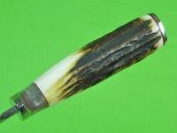 US Custom Hand Made LARRY WITHROW Damascus Stag Fighting Hunting Knife ...