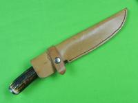 US Custom Hand Made LARRY WITHROW Damascus Stag Fighting Hunting Knife ...