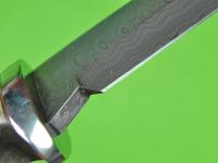 US Custom Hand Made LARRY WITHROW Damascus Stag Fighting Hunting Knife ...