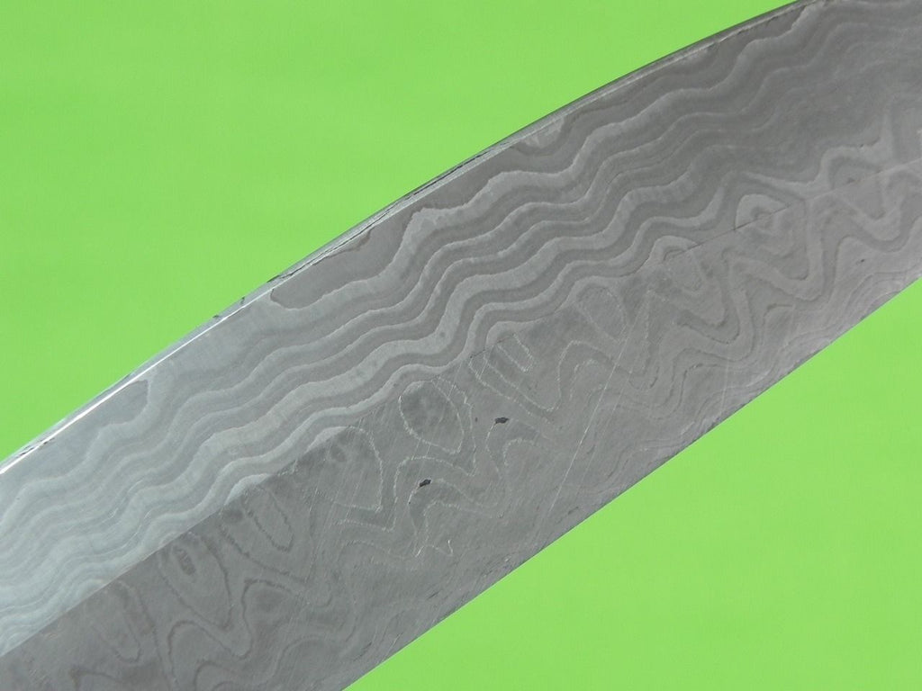 US Custom Hand Made LARRY WITHROW Damascus Stag Fighting Hunting Knife ...