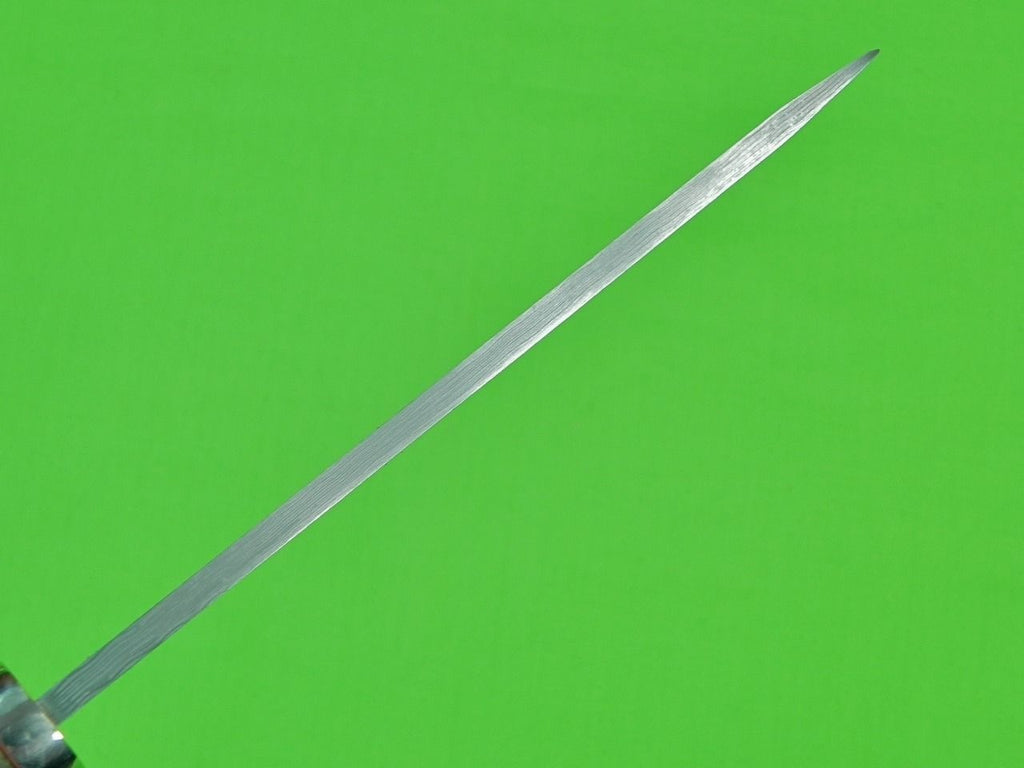 US Custom Hand Made LARRY WITHROW Damascus Stag Fighting Hunting Knife ...