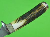 US Custom Hand Made LARRY WITHROW Damascus Stag Fighting Hunting Knife ...