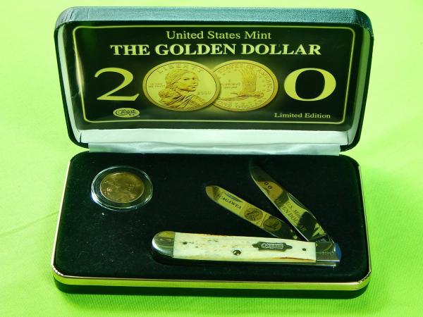 2000 CASE Limited Coin Folding Knife Set Golden Dollar Sacagawea 6254 ...