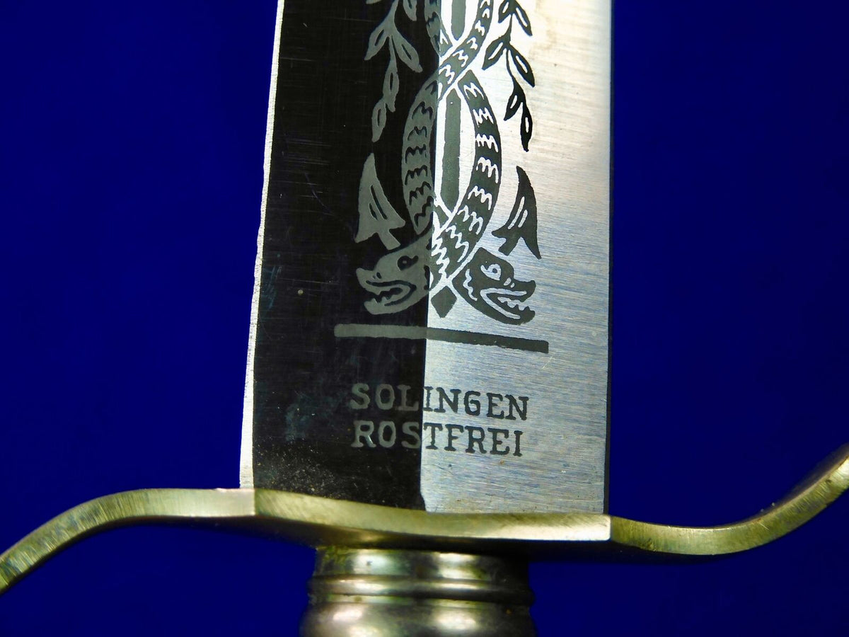 Vintage German Germany Solingen Navy Motif Engraved Dagger Knife w/ Sh ...