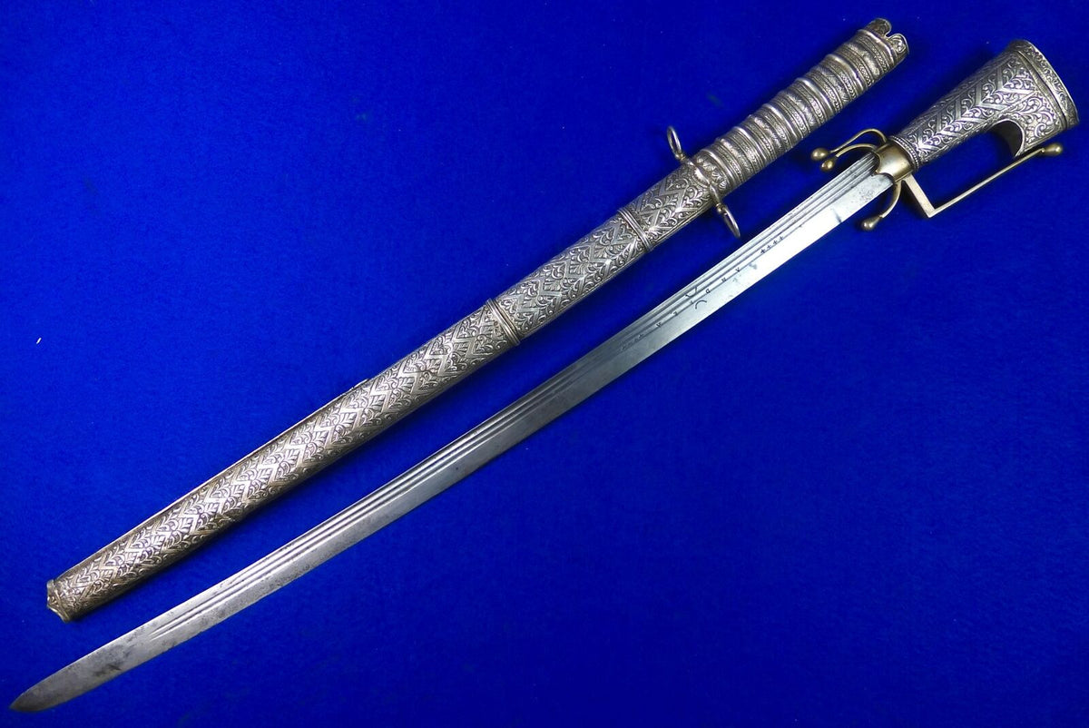 Antique North African Morocco Andrea Ferara Silver Nimcha Sword w/ Sca ...