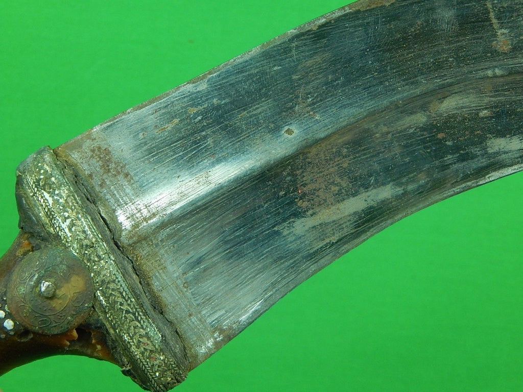 Old Vintage Antique Jambiya Fighting Knife Dagger w/ Scabbard and Belt ...