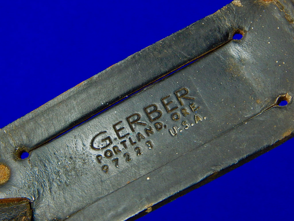 RARE US 1977 GERBER MK2 Commando Fighting Knife BLACK HANDLE w/ Sheath ...