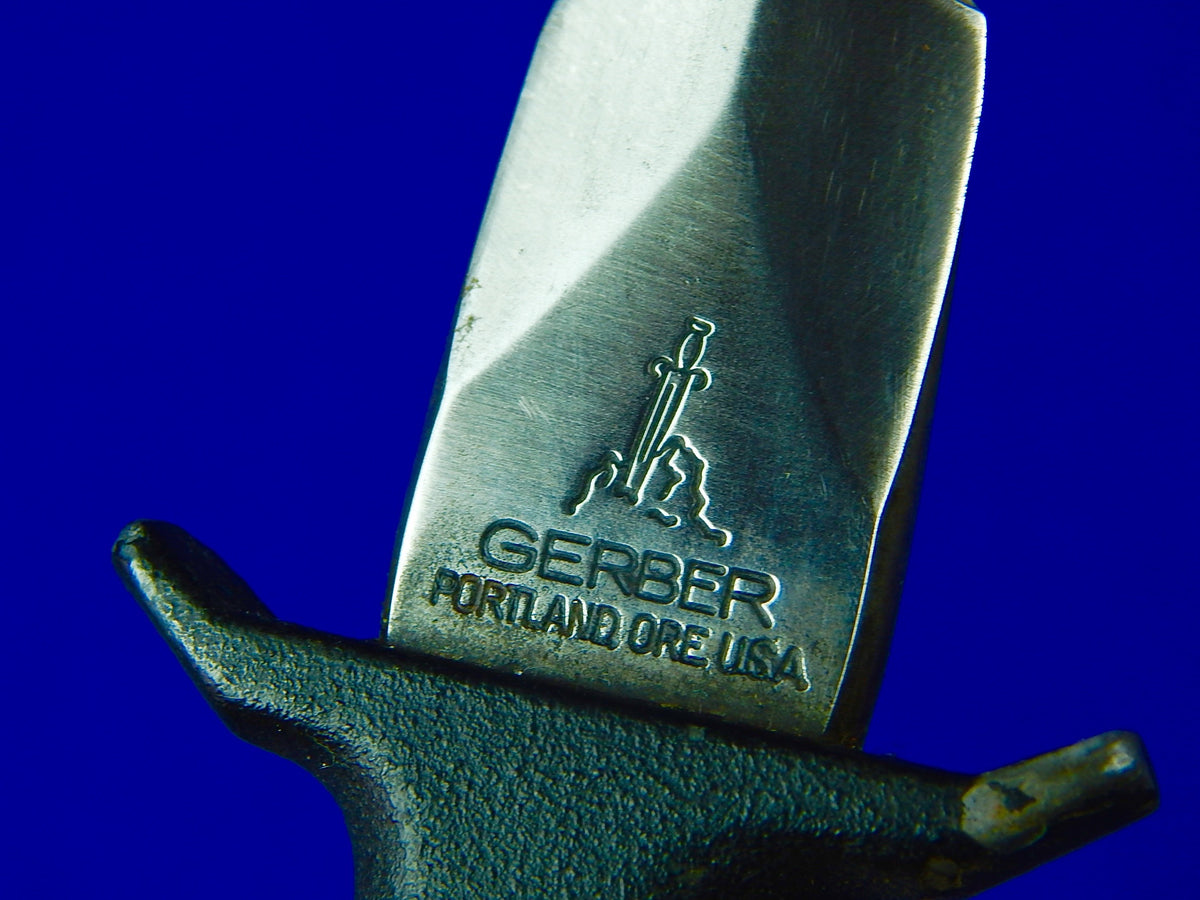 RARE US 1977 GERBER MK2 Commando Fighting Knife BLACK HANDLE w/ Sheath ...