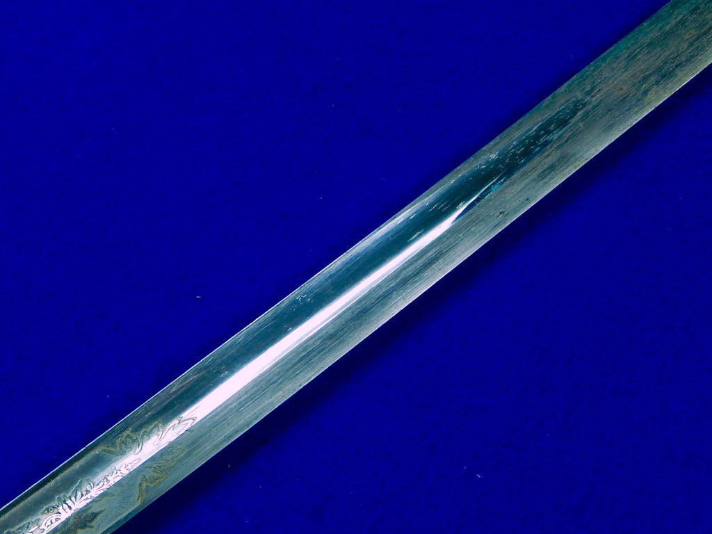 German Germany WW1 Officer's Triple Engraved Wide Blade Sword w/ Scabb ...