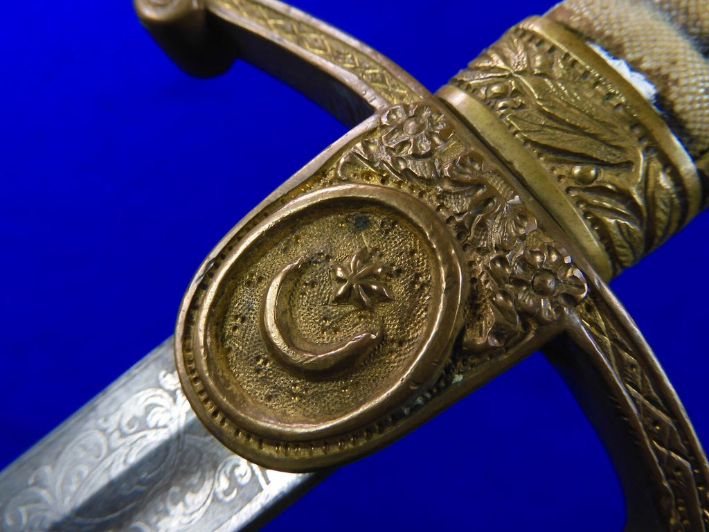 Turkish Turkey Antique WW1 Engraved Lion Head Officer's Sword w/ Scabb ...