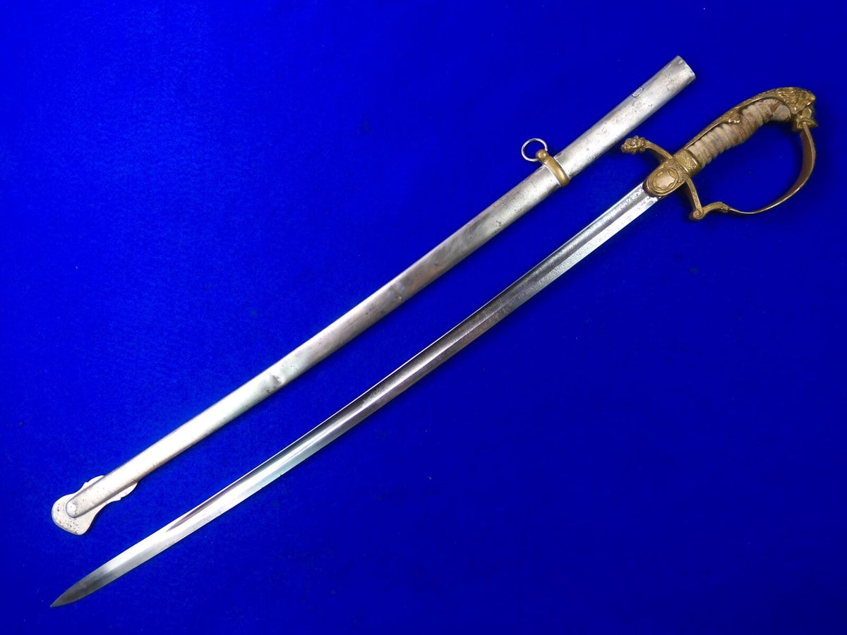 Turkish Turkey Antique WW1 Engraved Lion Head Officer's Sword w/ Scabb ...