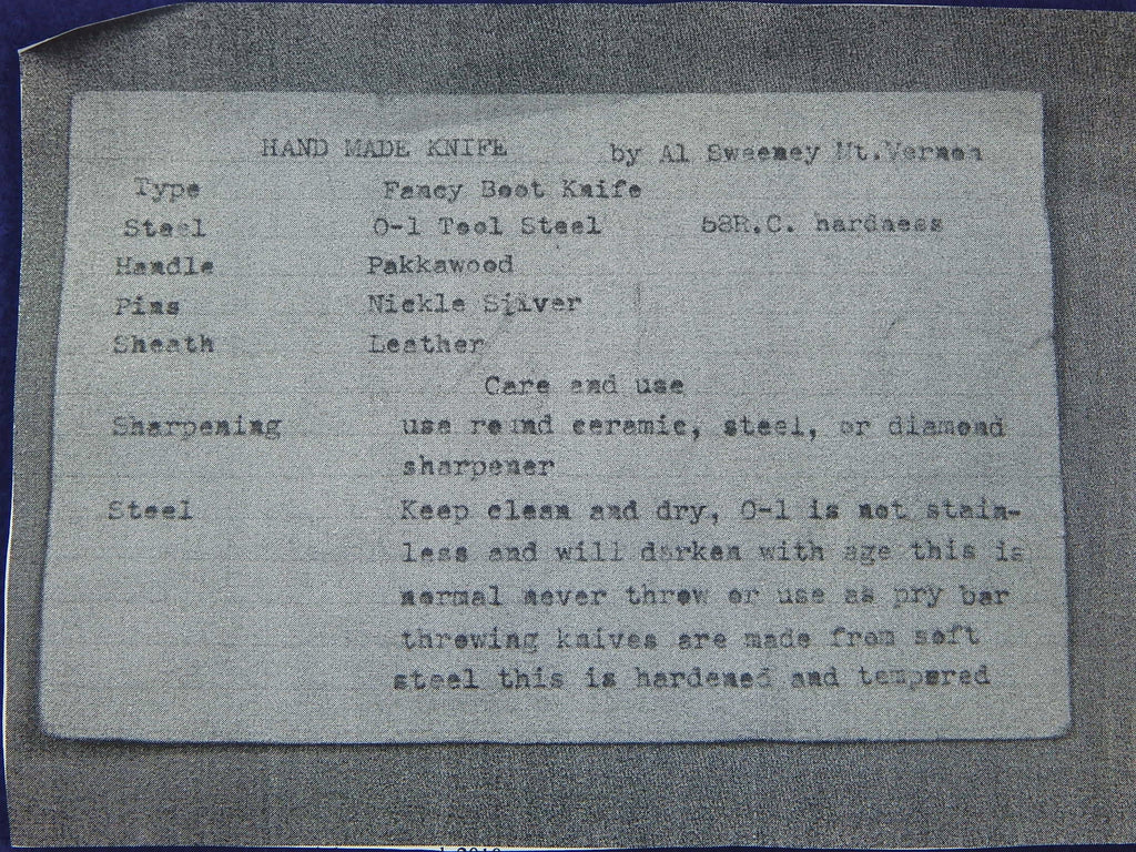 US Custom Hand Made AL SWEENEY Fancy Stiletto Boot Fighting Knife ...