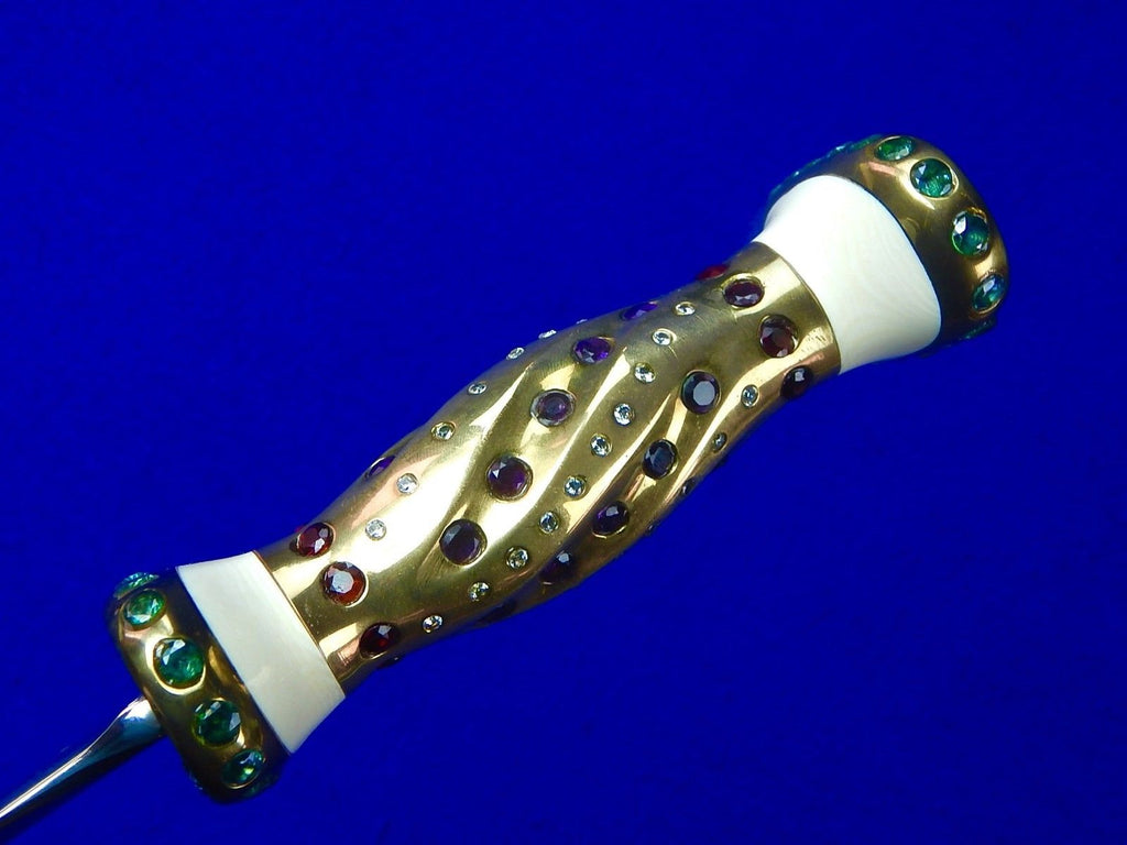 US Custom Hand Made Large WADE CHASTAIN Bejeweled Engraved Knife Dagge ...
