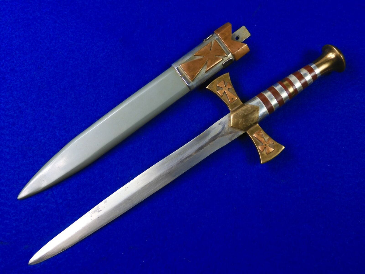 Vintage US Custom Made Handmade Large Heavy Dagger Fighting Knife w Sc ...