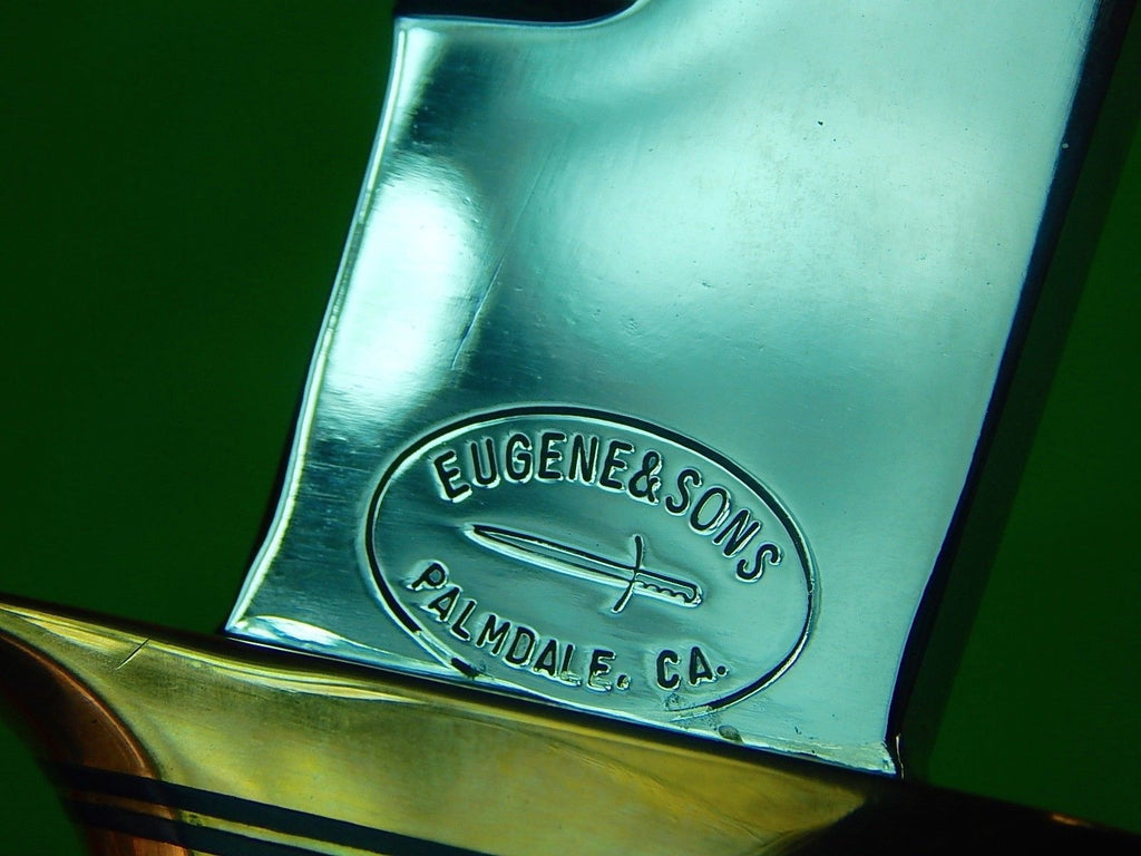 US Custom Hand Made Eugene & Sons Huge Hunting Knife Stag Scrimshaw Ha ...