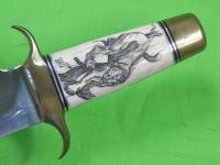 US Custom Hand Made MIKE LEACH Large Bowie Knife 1976 Scrimshaw JOE RU ...