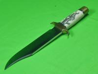 US Custom Hand Made MIKE LEACH Large Bowie Knife 1976 Scrimshaw JOE RU ...