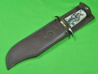 US Custom Hand Made MIKE LEACH Large Bowie Knife 1976 Scrimshaw JOE RU ...