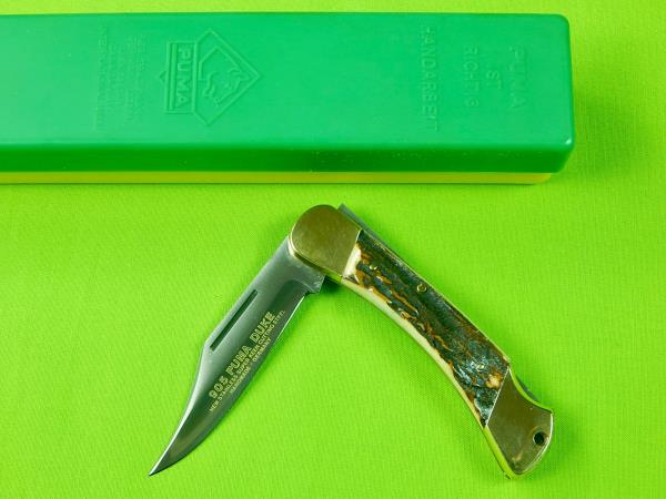 Vintage 1980 German Germany Puma 905 Duke Stag Folding Pocket Knife w ...