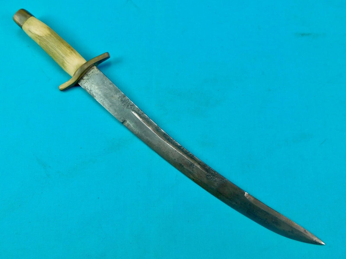 Vintage Custom Made Engraved Curved Sword Blade Large Hunting Knife ...