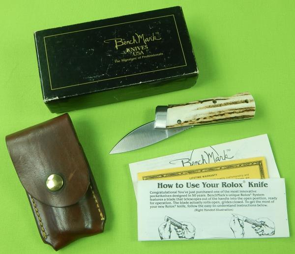 Vintage US BenchMark Rolox AD383 Viper Stag Folding Pocket Knife w/ Sh ...