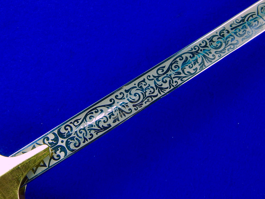 Vintage US German Made USMC Marine Presentation Engraved Sword w/ Scab ...