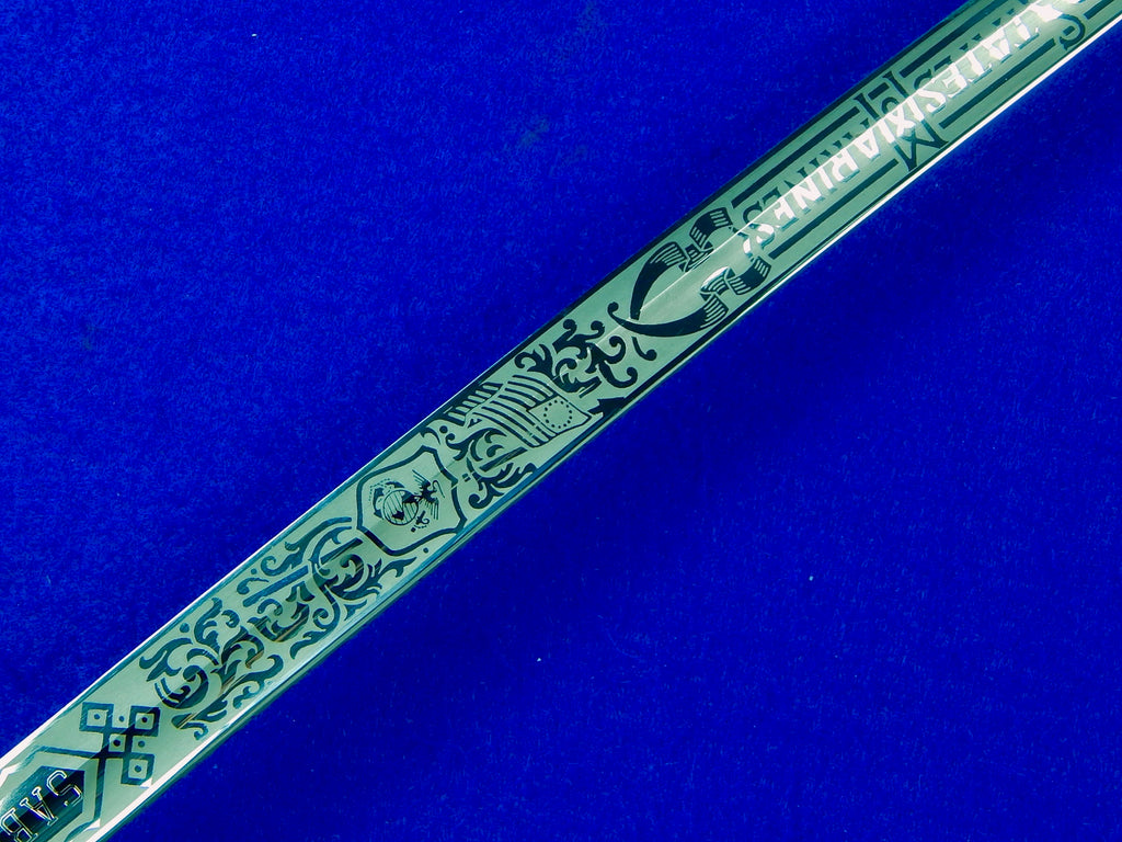 Vintage US German Made USMC Marine Presentation Engraved Sword w/ Scab ...