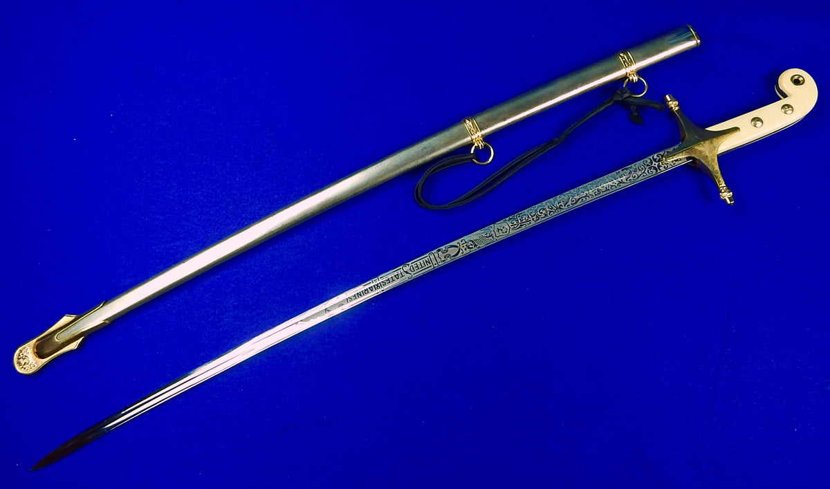 Vintage US German Made USMC Marine Presentation Engraved Sword w/ Scab ...