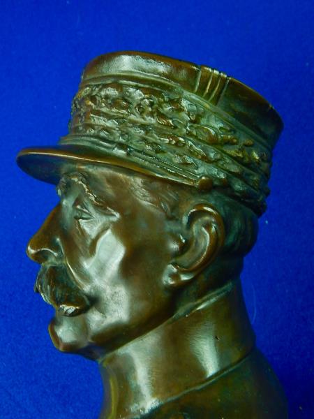 Antique WW1 French General F. Foch Bronze Bust Sculpture Art by E. Tho ...