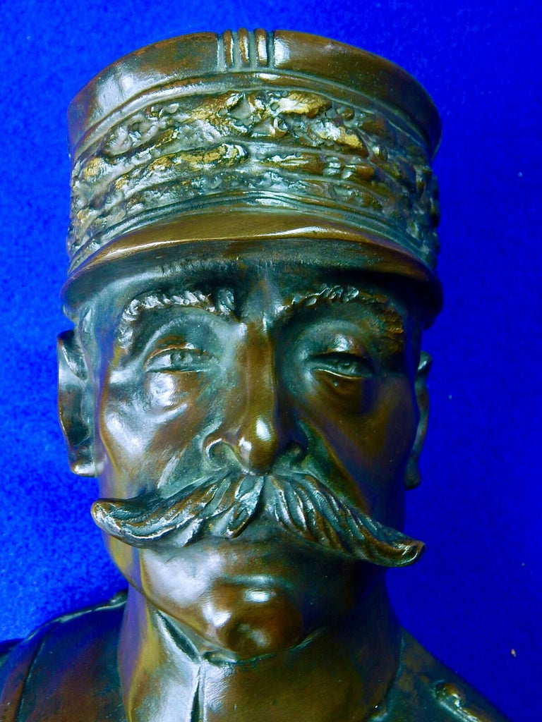Antique WW1 French General F. Foch Bronze Bust Sculpture Art by E. Tho ...
