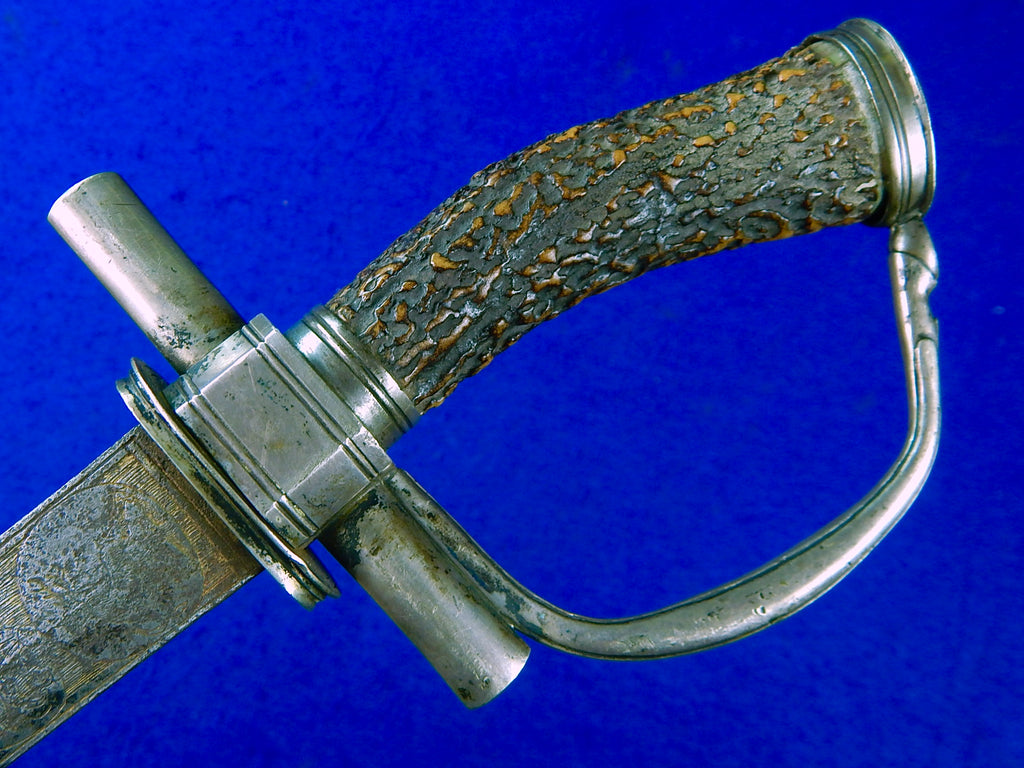 Antique German Germany 18 Century Silver Stag Short Hunting Sword w/ S ...