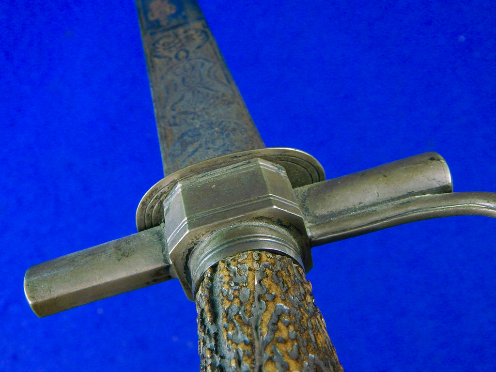 Antique German Germany 18 Century Silver Stag Short Hunting Sword w/ S ...