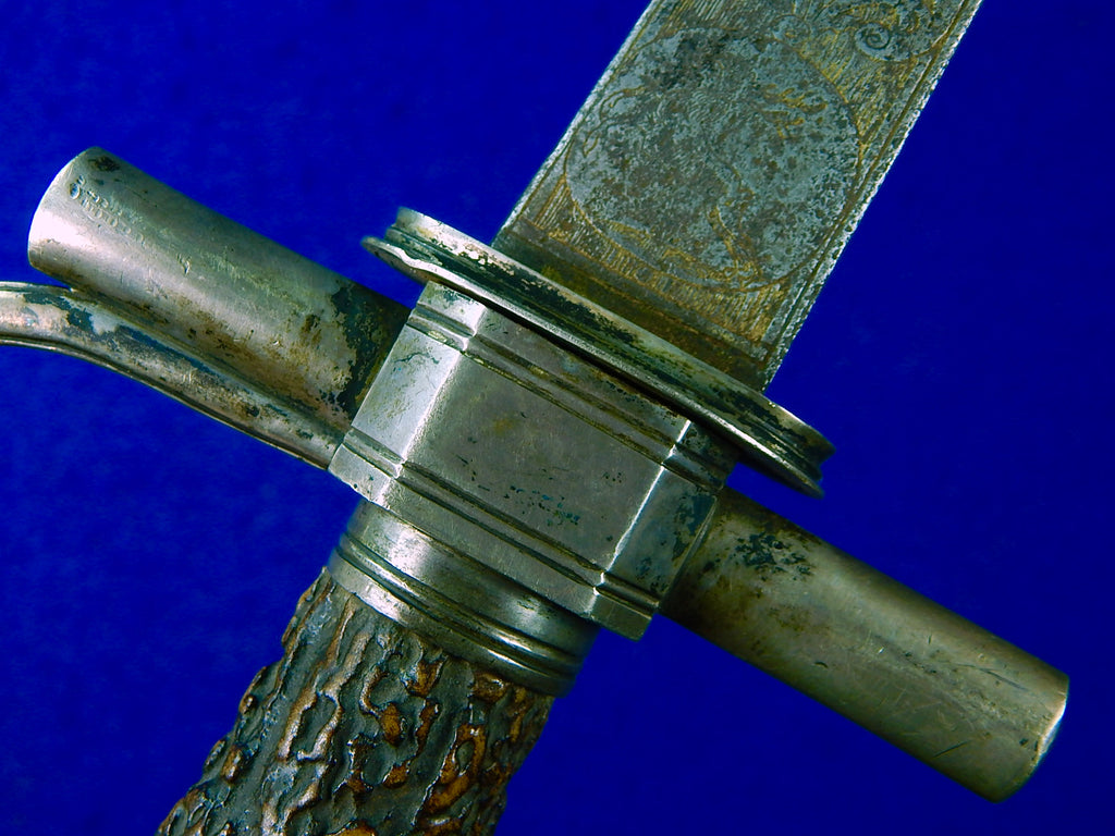 Antique German Germany 18 Century Silver Stag Short Hunting Sword w/ S ...
