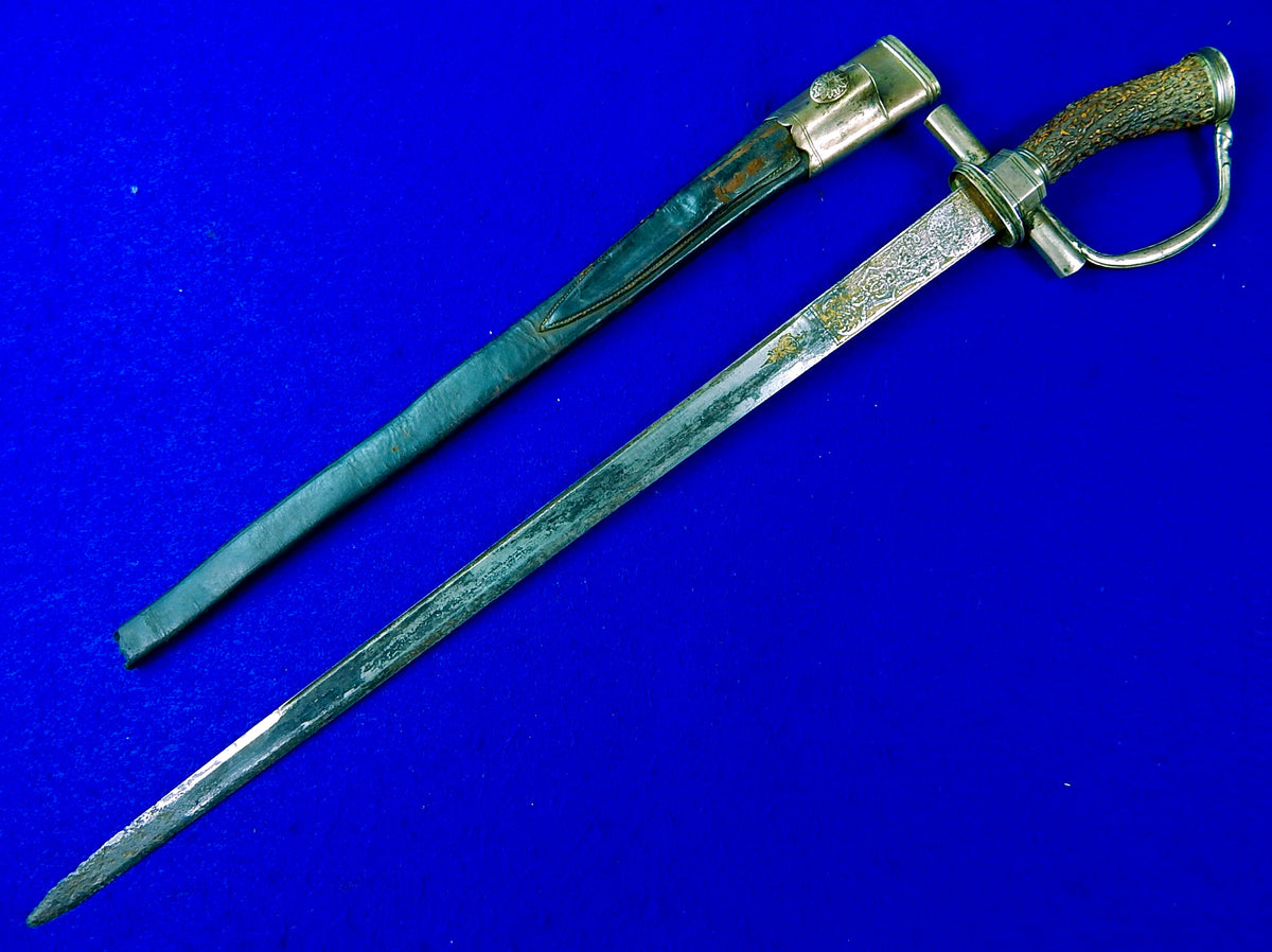 Antique German Germany 18 Century Silver Stag Short Hunting Sword w/ S ...