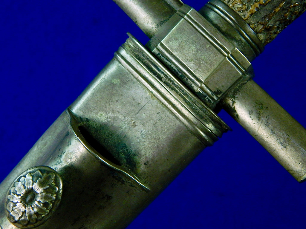 Antique German Germany 18 Century Silver Stag Short Hunting Sword w/ S ...