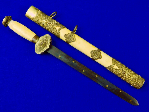 Antique Old China Chinese 19 Century Dagger Fighting Knife Knives Dirk ...