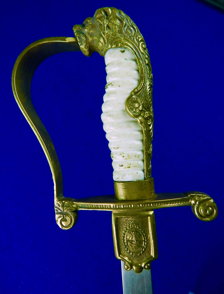 French France South America Antique Old WW1 Lion Head Sword w/ Scabbar ...
