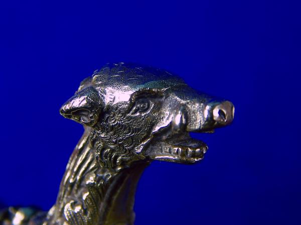Antique Old German Germany Gold Engraved Dog Head Hunting Dagger Sword ...