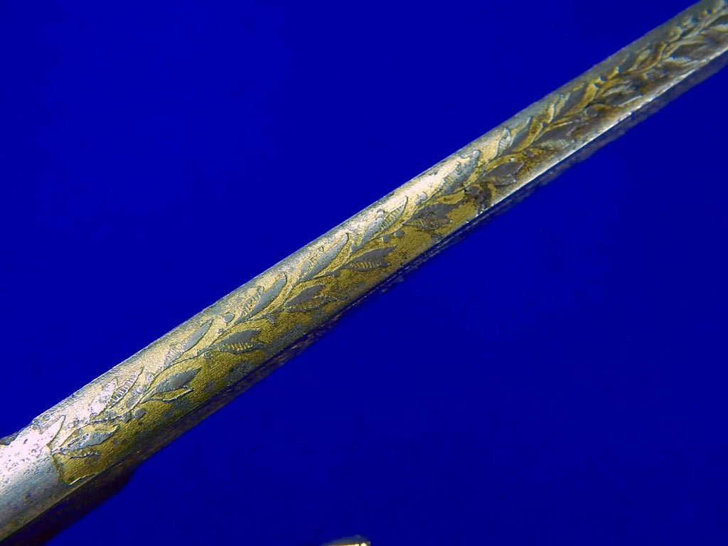 Antique Old German Germany Gold Engraved Dog Head Hunting Dagger Sword ...