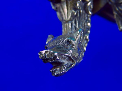 Antique Old German Germany Gold Engraved Dog Head Hunting Dagger Sword ...