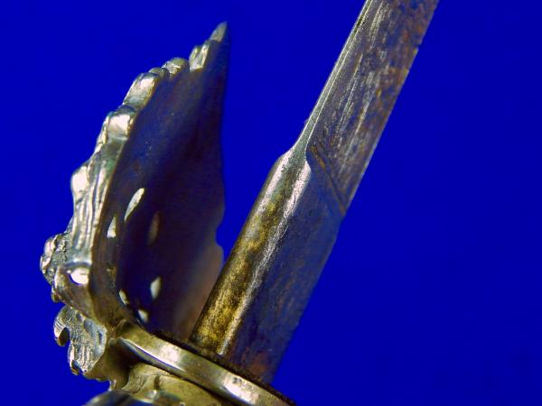 Antique Old German Germany Gold Engraved Dog Head Hunting Dagger Sword ...