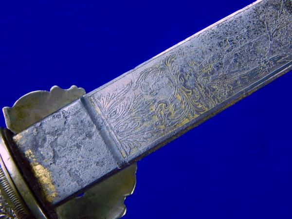 Antique Old German Germany Gold Engraved Dog Head Hunting Dagger Sword ...