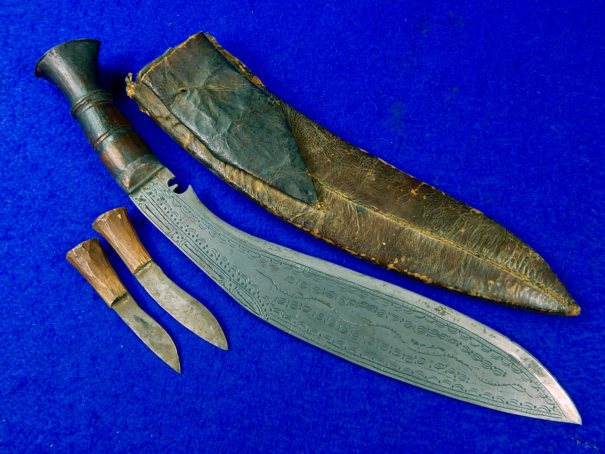 Antique Vintage Indian India Engraved Kukri Gurkha Fighting Knife w/ S ...
