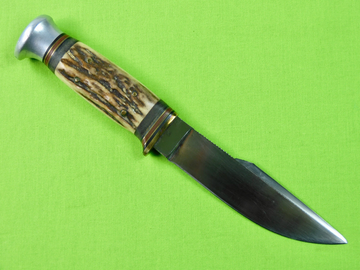 Antique Swedish Sweden Hellberg Eskilstuna Hunting Fighting Stag Handl ...