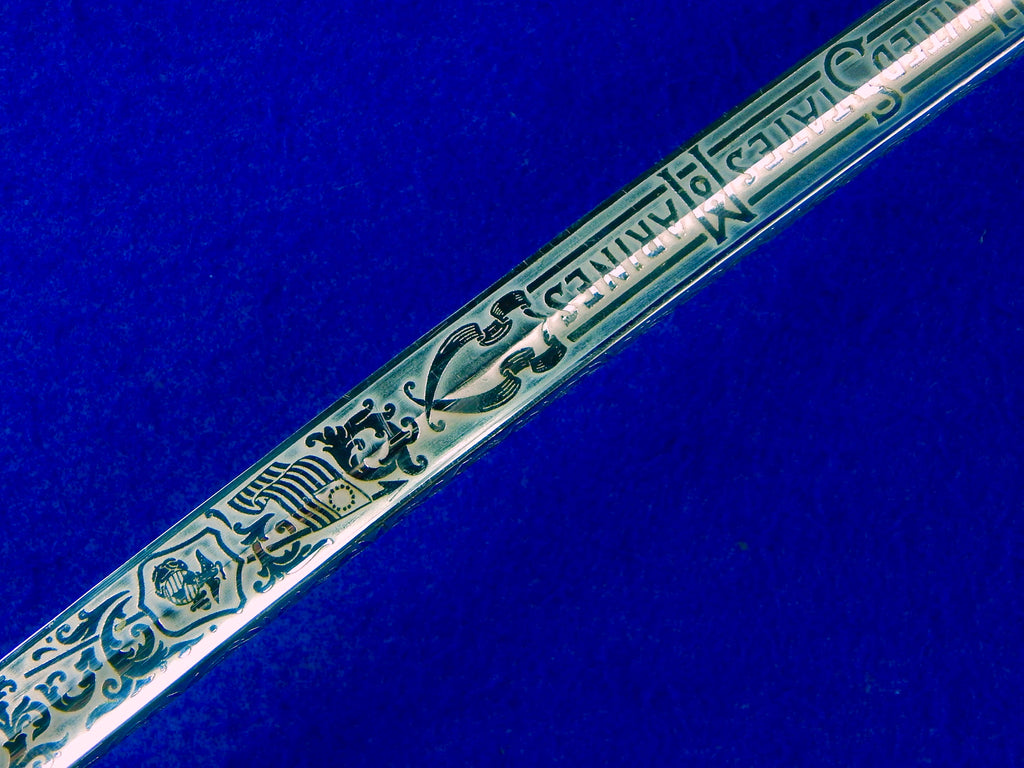 Vintage US Vietnam Era USMC Marine Officer's Engraved Sword w/ Scabbar ...