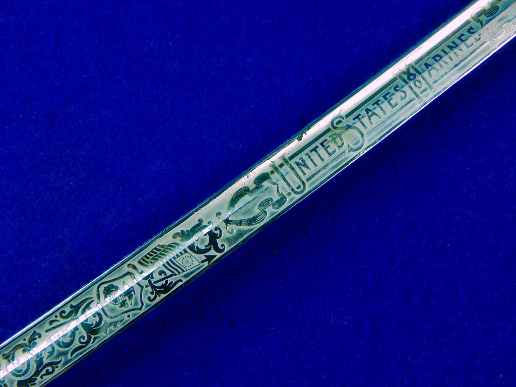 Vintage US Vietnam Era USMC Marine Officer's Engraved Sword w/ Scabbar ...
