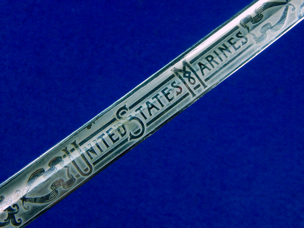 Vintage US Vietnam Era USMC Marine Officer's Engraved Sword w/ Scabbar ...