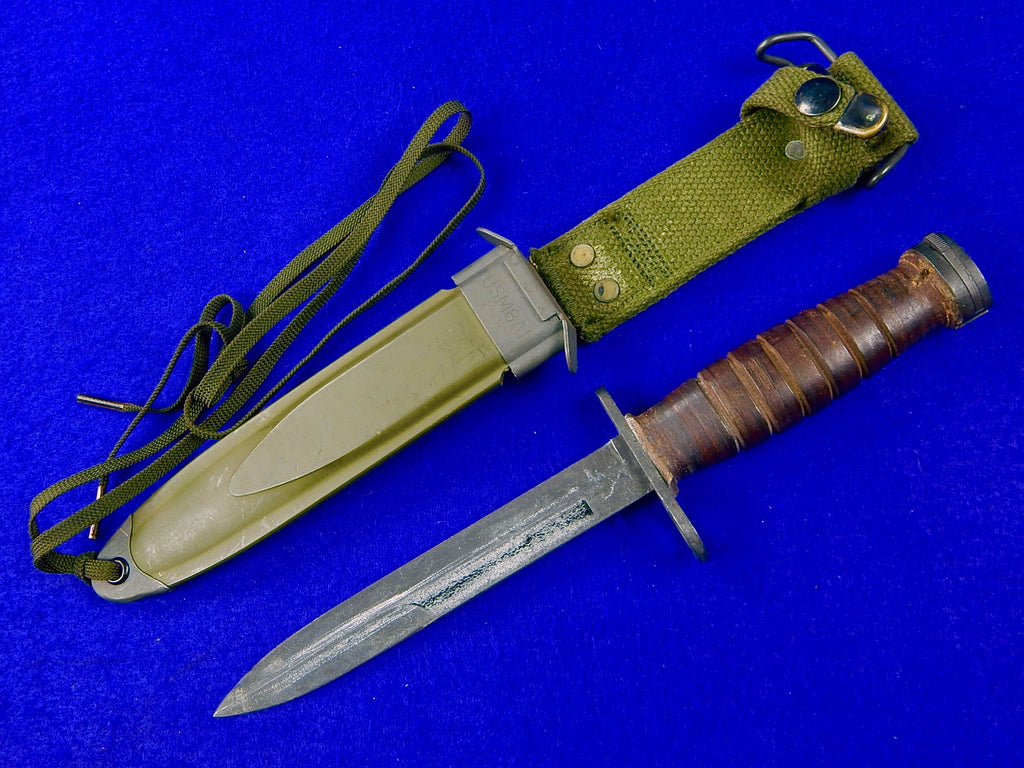 US WW2 Vintage Case M4 Bayonet Fighting Knife Knives w/ Scabbard Near ...